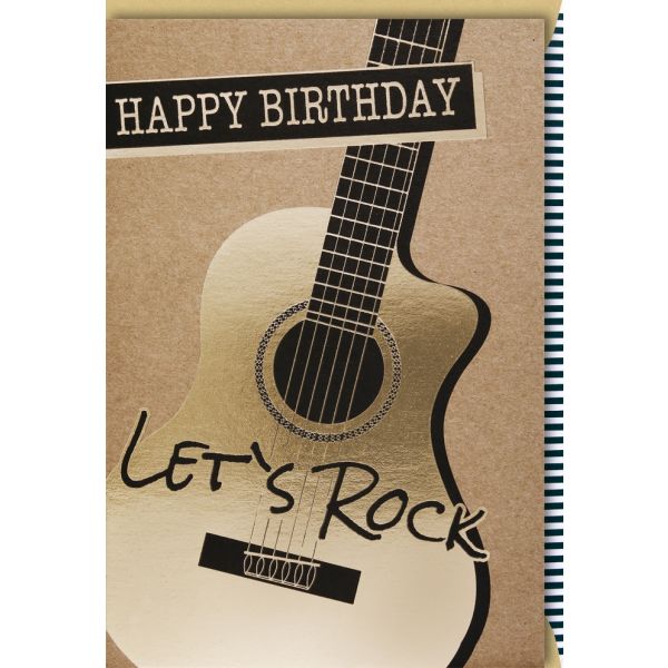 A Geburtstag Glückwunschkarte mit Umschlag Gitarre Let's Rock Happy B ...