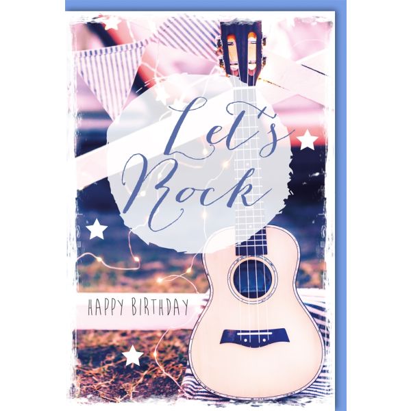 Geburtstag Akkustikguitarre Let's Rock Glückwunschkarte mit Umschlag, 2 ...