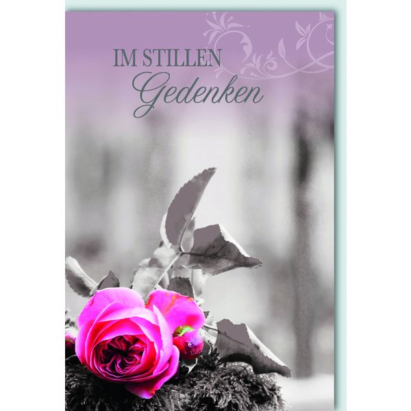 Trauer Beileid Kondolenzkarte mit Umschlag Im stillen Gedenken Rose, 2,50