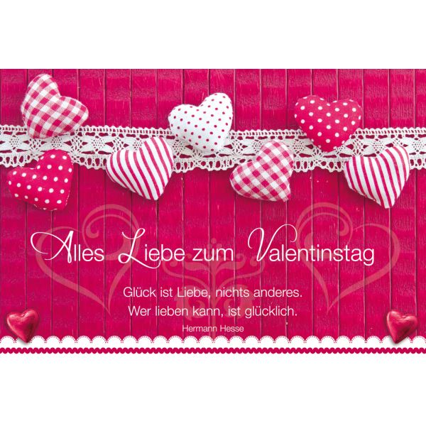 Valentinstag Glückwunschkarte mit Umschlag Spruch Herzen Alles Liebe, 2 ...