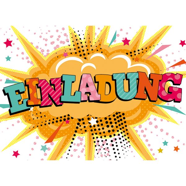 Einladungen - 5 Karten mit Umschlag im Topper - Comic, 4,95