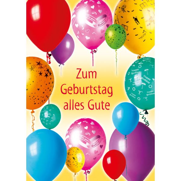 Geburtstag Glückwunschkarte mit Umschlag Luftballons Alles Gute, 1,25