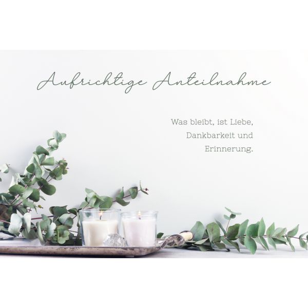 Trauer Beileid unverpackte Kondolenzkarte mit Briefumschlag Aufrichtige ...