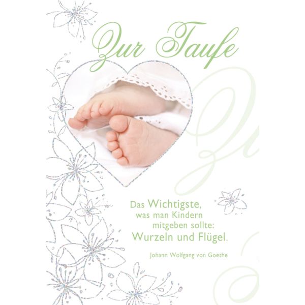 Taufe Glückwunschkarte mit Umschlag Zur Taufe Babyfüße und Spruch, 2,99