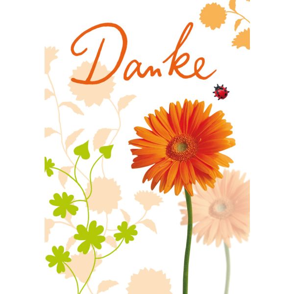 Danke unverpackte Glückwunschkarte mit Umschlag Danke Blume orange, 2,49