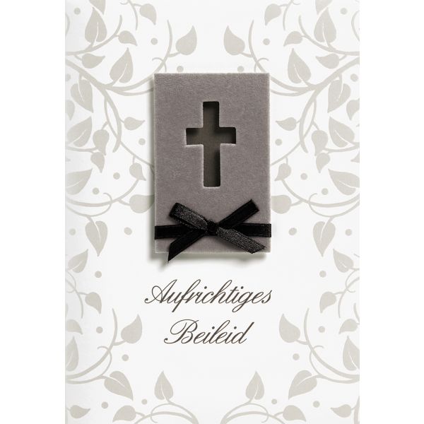 Trauer Kondolenz Beileidskarte mit Briefumschlag Kreuz Schleife ...
