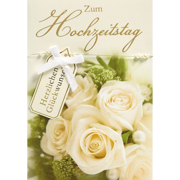 Hochzeitstag Glückwunschkarte mit Umschlag weiße Rosen, 3,99