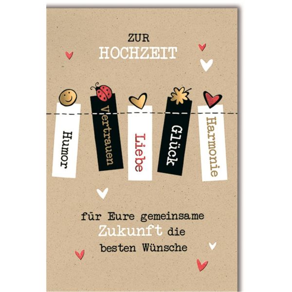 Hochzeit - Glückwunschkarte im Format 11,5 x 17 cm mit Umschlag - bes ...