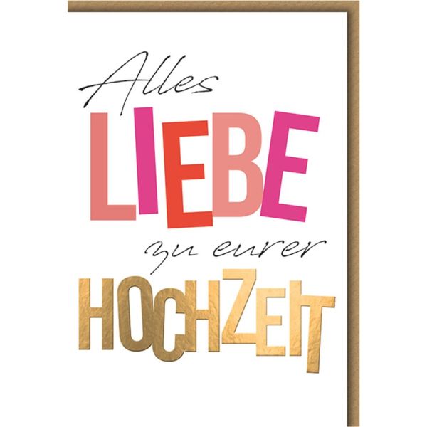 Hochzeit - Glückwunschkarte im Format 11,5 x 17 cm mit Umschlag - All ...