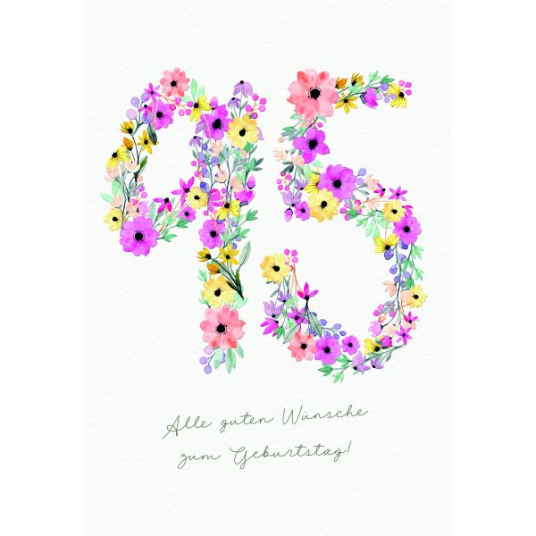 Zahlengeburtstag 95 Jahre - Karte - Zahlen aus Blumen und Blättern ...