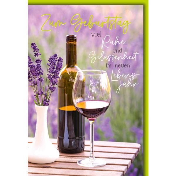 Geburtstag Karte mit Umschlag Rotwein und Lavendel, 2,50