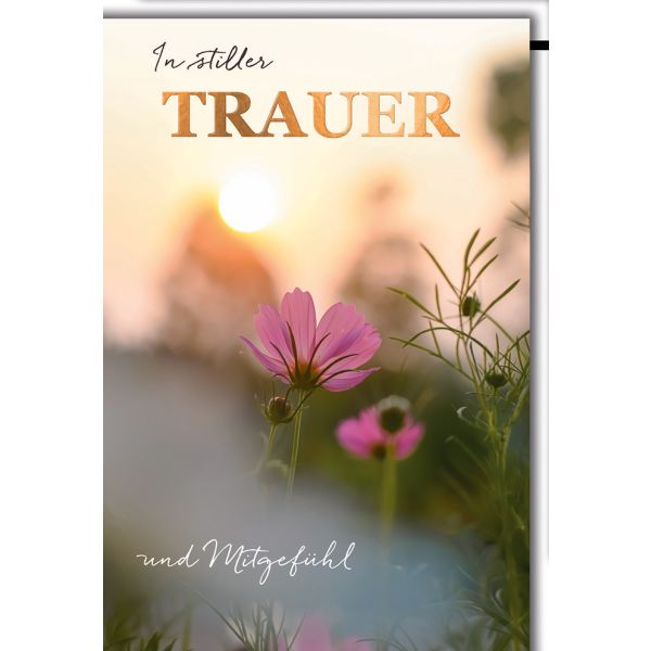 Trauer Beileid Kondolenzkarte mit Umschlag Stille Trauer, Blume im ...