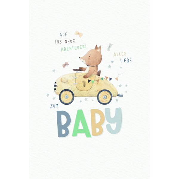 Geburt Baby Freudiges Ereignis Karte mit Briefumschlag Fuchs im ...