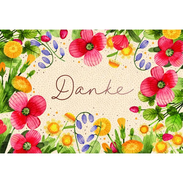 Danke Green Line Karte mit Briefumschlag Blumen mit Metallicfolie, 2,95