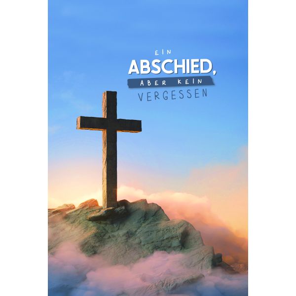 Trauer Beileid Kondolenz Karte mit Briefumschlag Kreuz auf Berg, Ein ...