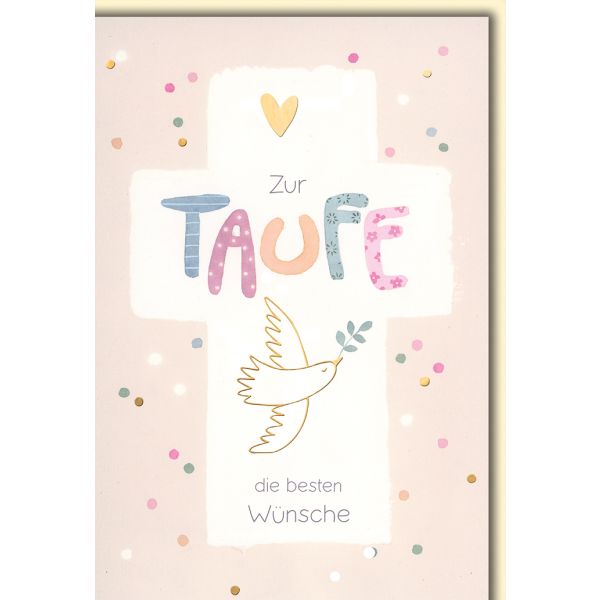 Taufe Glückwunschkarte mit Briefumschlag Taube, pastell, 2,95
