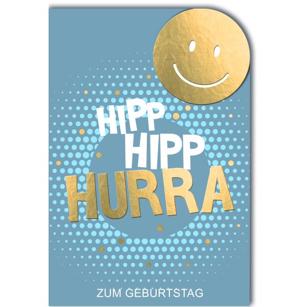 Geburtstag Smiley gold Hipp Hipp Hurra Glückwunschkarte mit Umschlag, 2 ...
