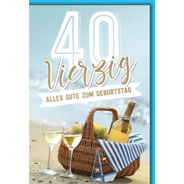 40. Geburtstag Picknickkorb alles Gute Glückwunschkarte mit Umschlag, 2 ...