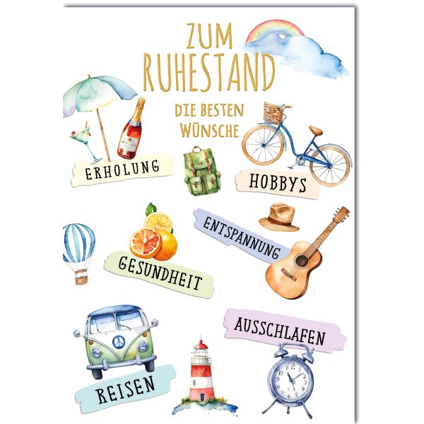 Ruhestand Freizeitwünsche Erholung Gesundheit Reisen Hobbys Große DIN ...