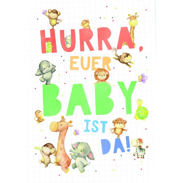 Geburt Baby DIN A4 Hurra Euer Baby ist da große XXL Karte mit Umschlag ...